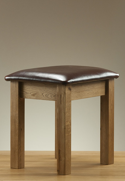 French Farmhouse Rustic Solid Oak Dressing Table Stool | Tekbeat