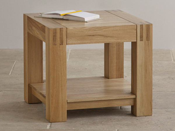 Alto Natural Solid Oak Bedside Table With Shelf | Brainfire