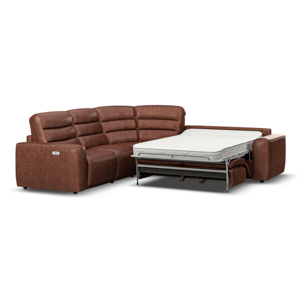 Cohen 5 Seater Corner Recliner in Virgo Chestnut Leather with Right ...