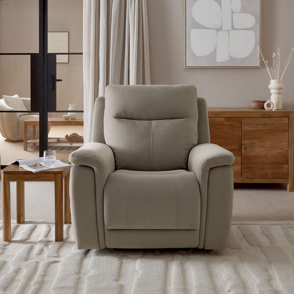 Dalton Electric Recliner Armchair with Power Headrests in Latte fabric