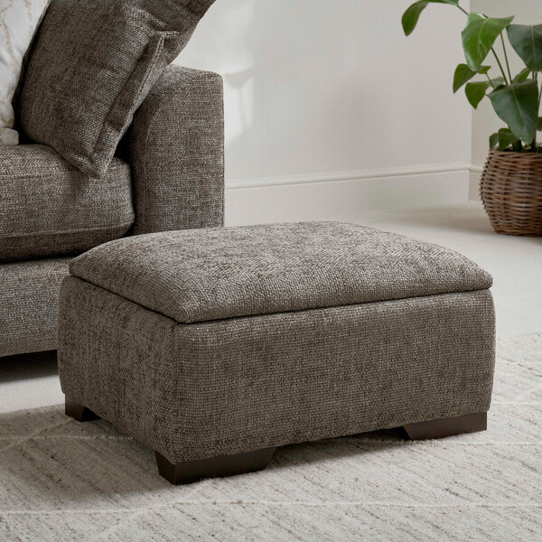 Dewsbury Mocha Classic Storage Footstool | Oak Furnitureland