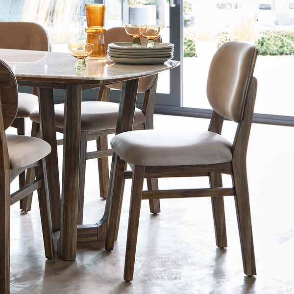 Isla Dining Chair in Fossil Velvet | Oak Furnitureland