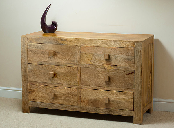 Mantis Light Natural Solid Mango 6 Drawer Chest | Skalia