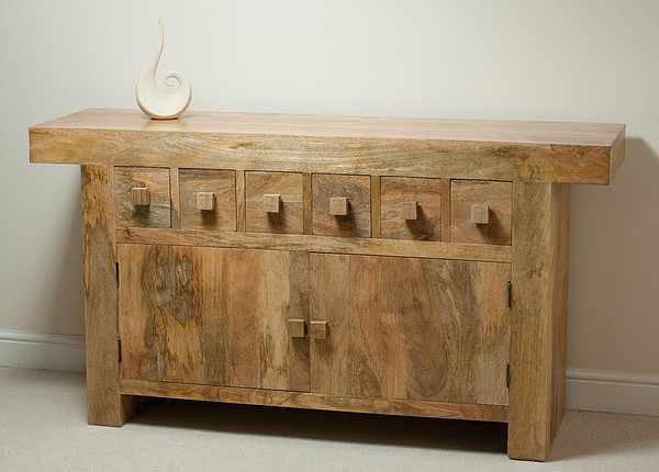 Mantis Light Natural Solid Mango 6 Drawer Large Sideboard | Brightpoint