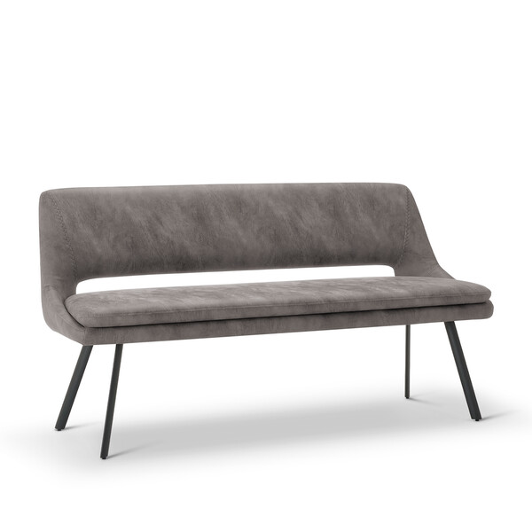 Nico Dining Bench in Dark Grey With Black Metal Legs | Oak Furnitureland