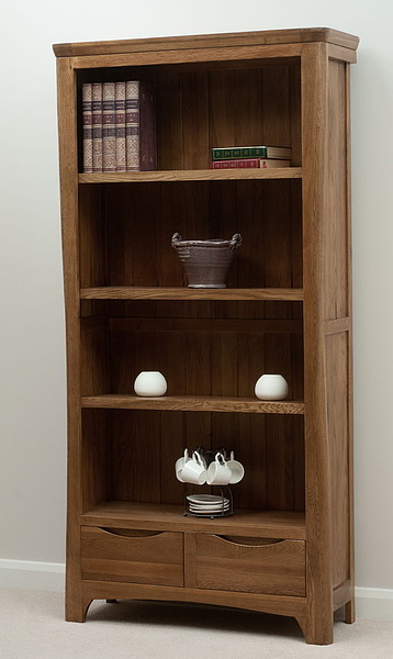 Orrick Rustic Solid Oak Tall Bookcase | Mycube
