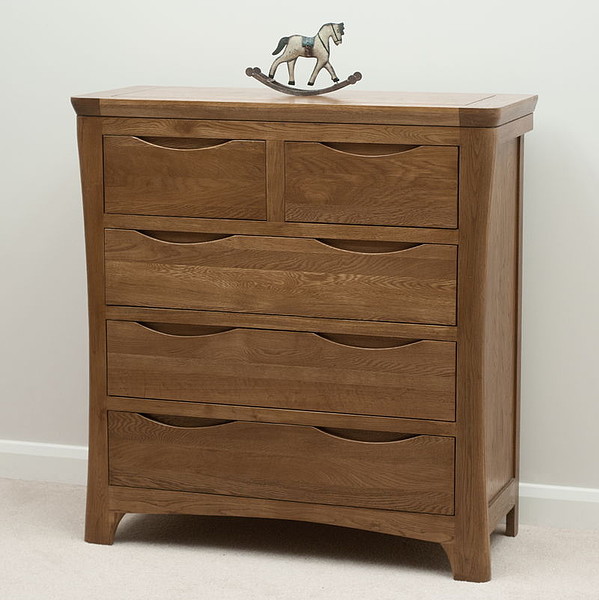 Orrick Rustic Solid Oak 3+2 Chest Of Drawers | Brainlist