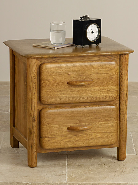 Osaka Rustic Solid Oak 2 Drawer Bedside Table – Toptags