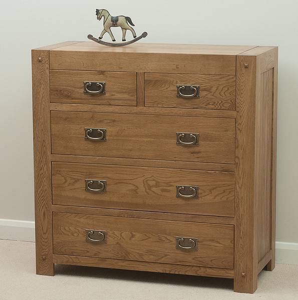 Quercus Rustic Solid Oak 2+3 Chest Of Drawers | Chattags