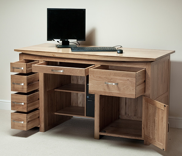 Tokyo Natural Solid Oak Large Computer Desk | Office Furniture