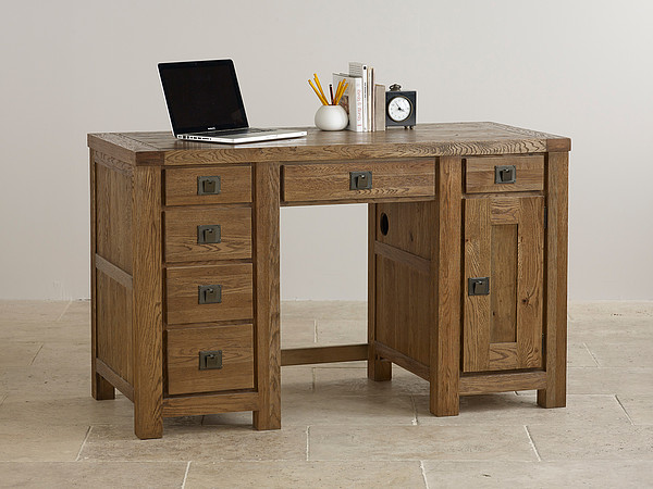 Windsor Brushed Solid Oak Computer Desk | Plable