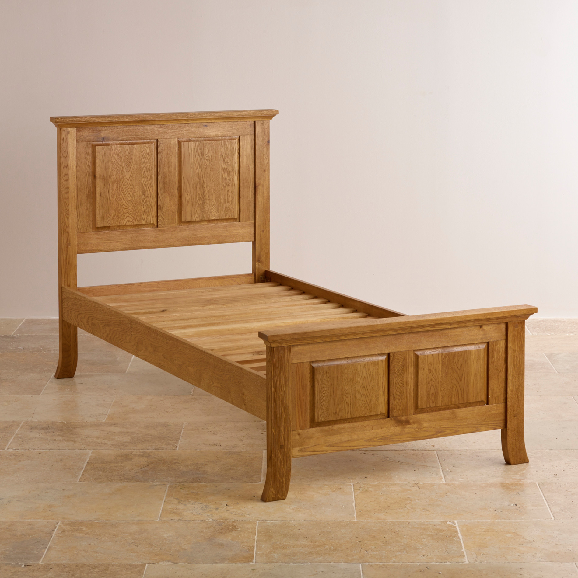 Solid Brushed Oak Single Bed