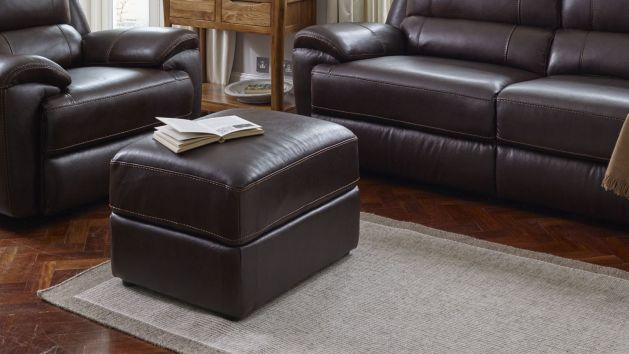 Solid Wooden Framed Leather Footstools