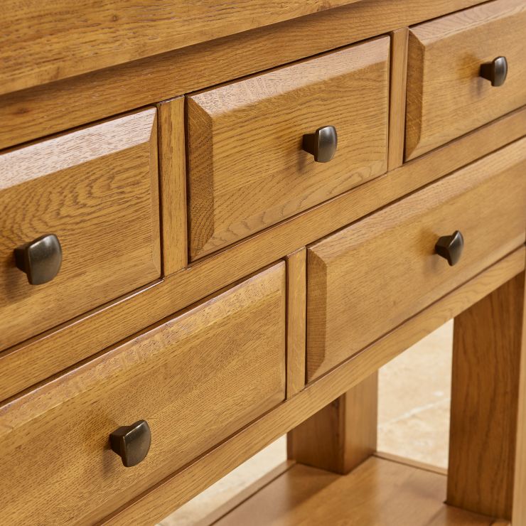 Hercules Console Table in Rustic Solid Oak | Oak Furnitureland