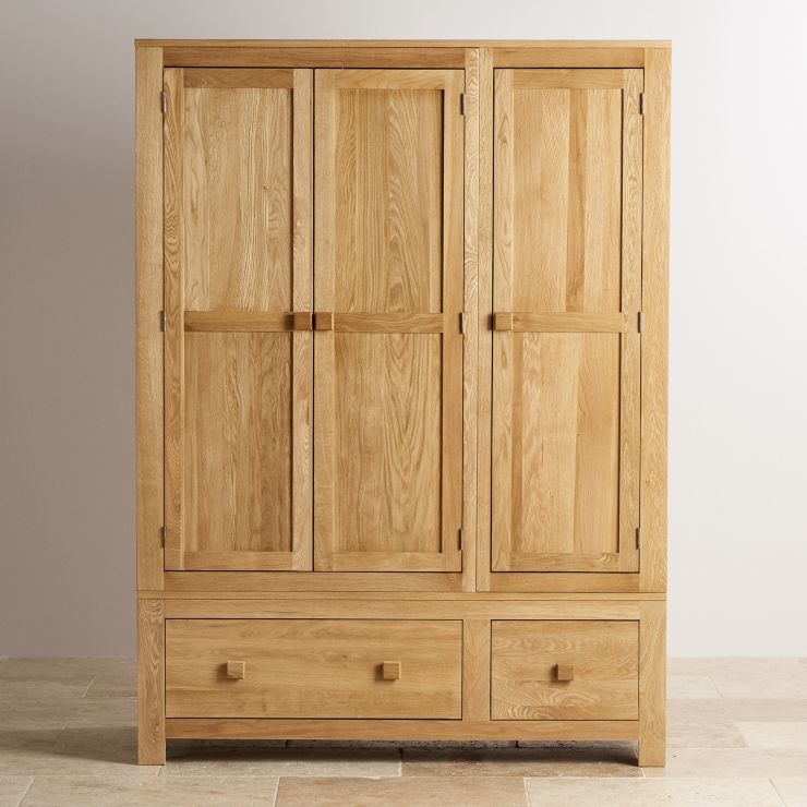 Oakdale Natural Solid Oak Triple Wardrobe by Oak Furniture Land