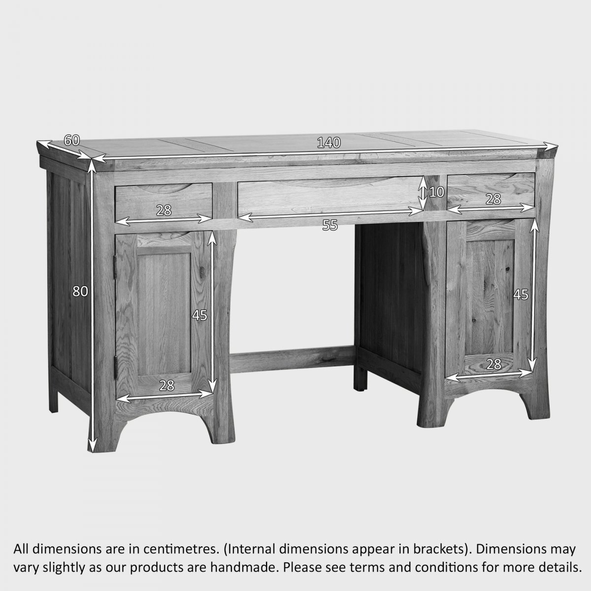 Orrick Computer Desk | Rustic Solid Oak | Oak Furniture Land