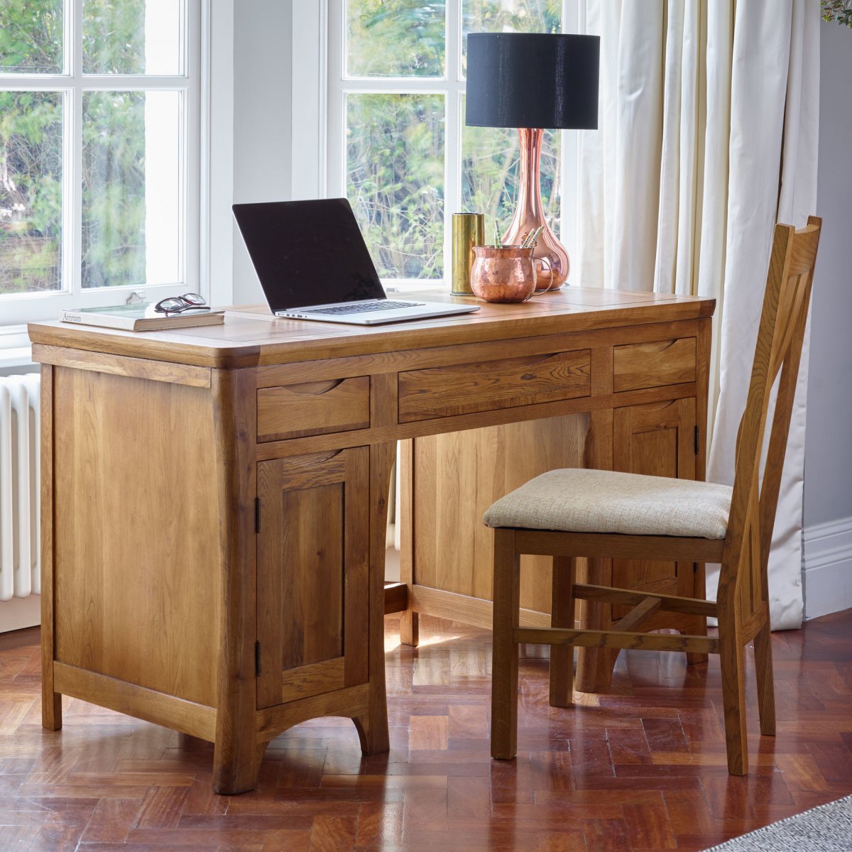 Orrick Computer Desk | Rustic Solid Oak | Oak Furniture Land