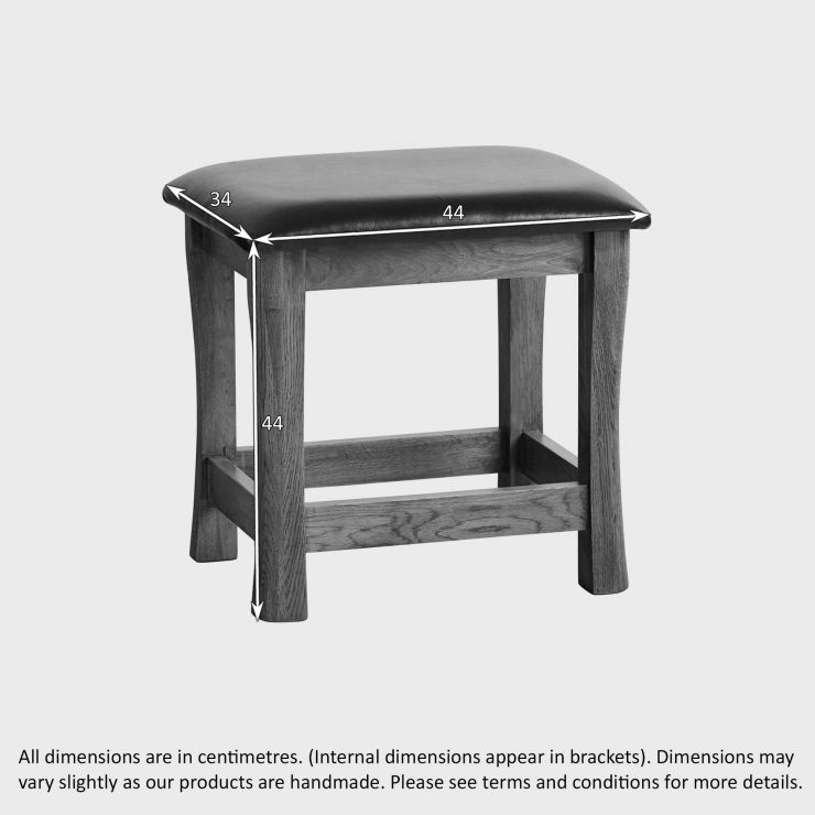 Orrick Leather Dressing Table Stool in Rustic Solid Oak