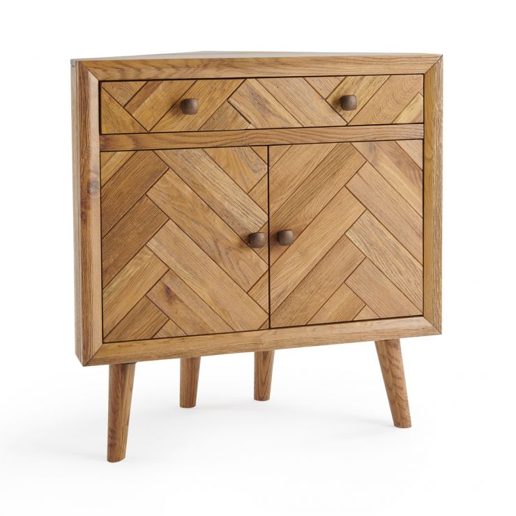 Parquet Mid Century Corner Sideboard | Oak Furnitureland