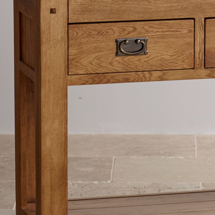 Quercus Console Table in Rustic Solid Oak | Oak Furniture Land