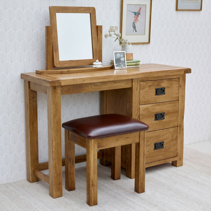 Rustic Dressing Table in Solid Oak | Oak Furnitureland