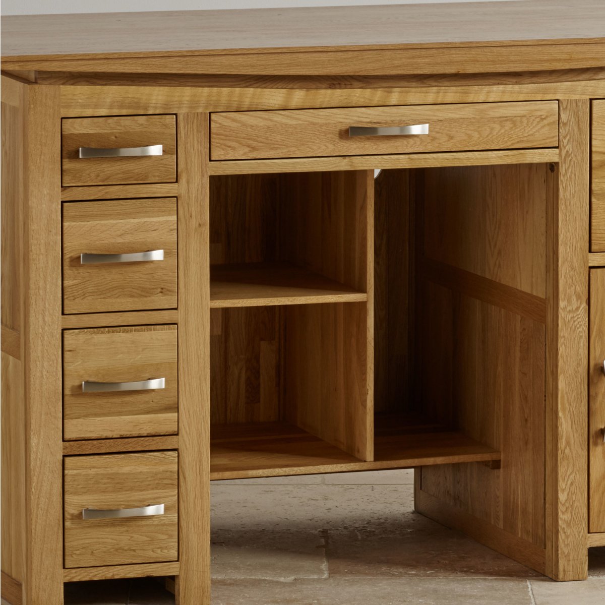 Tokyo Large Computer Desk in Solid Oak | Oak Furniture Land